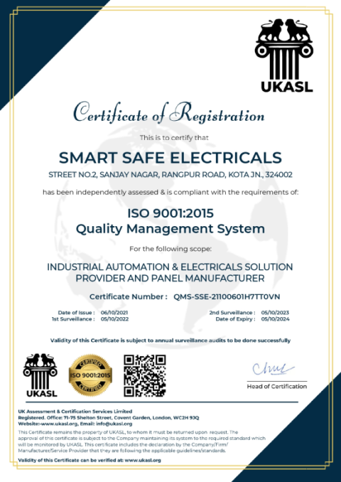 Certificate – Smart Safe Electricals